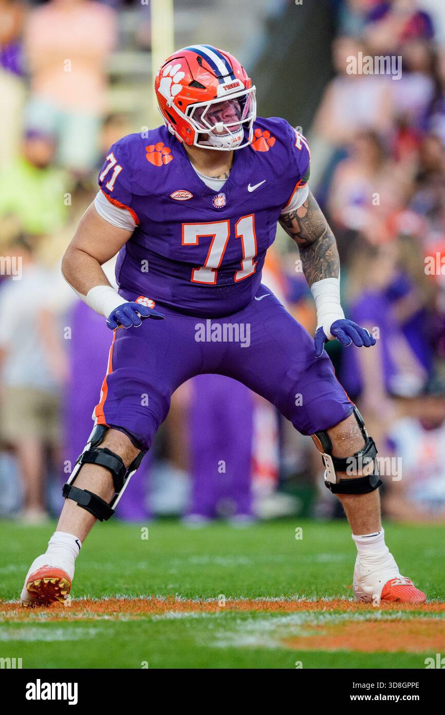 Clemson offensive lineman Tristan Leigh (71) plays during an NCAA ...