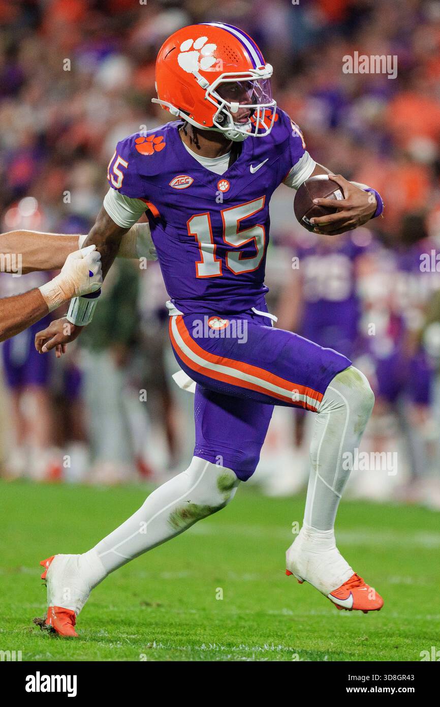 Clemson quarterback Chris Denson (15) runs with the ball during an NCAA ...