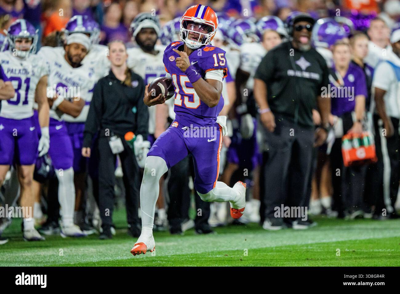 Clemson quarterback Chris Denson (15) runs with the ball during an NCAA ...