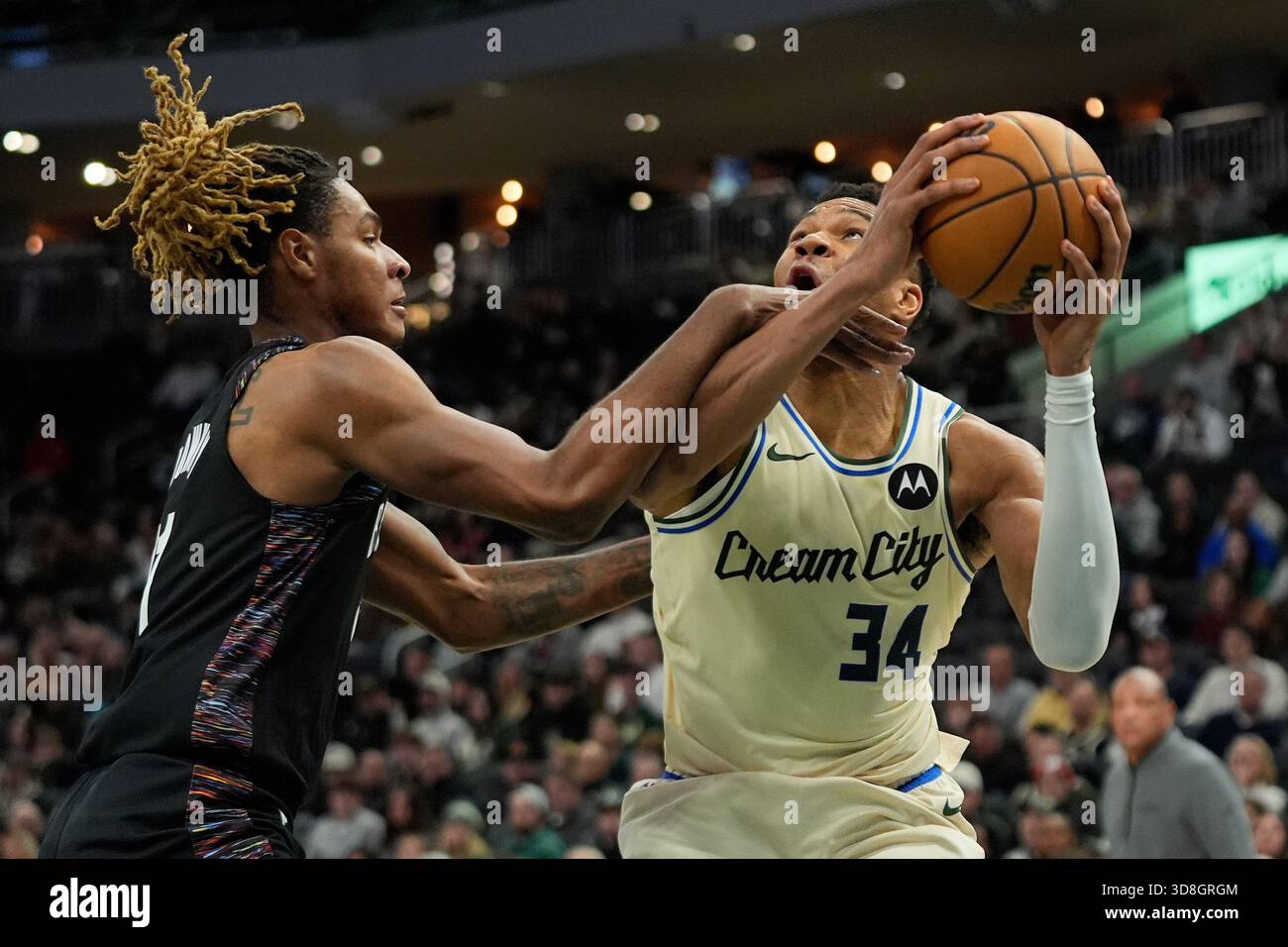 Milwaukee Bucks' Giannis Antetokounmpo shoots against Brooklyn Nets ...