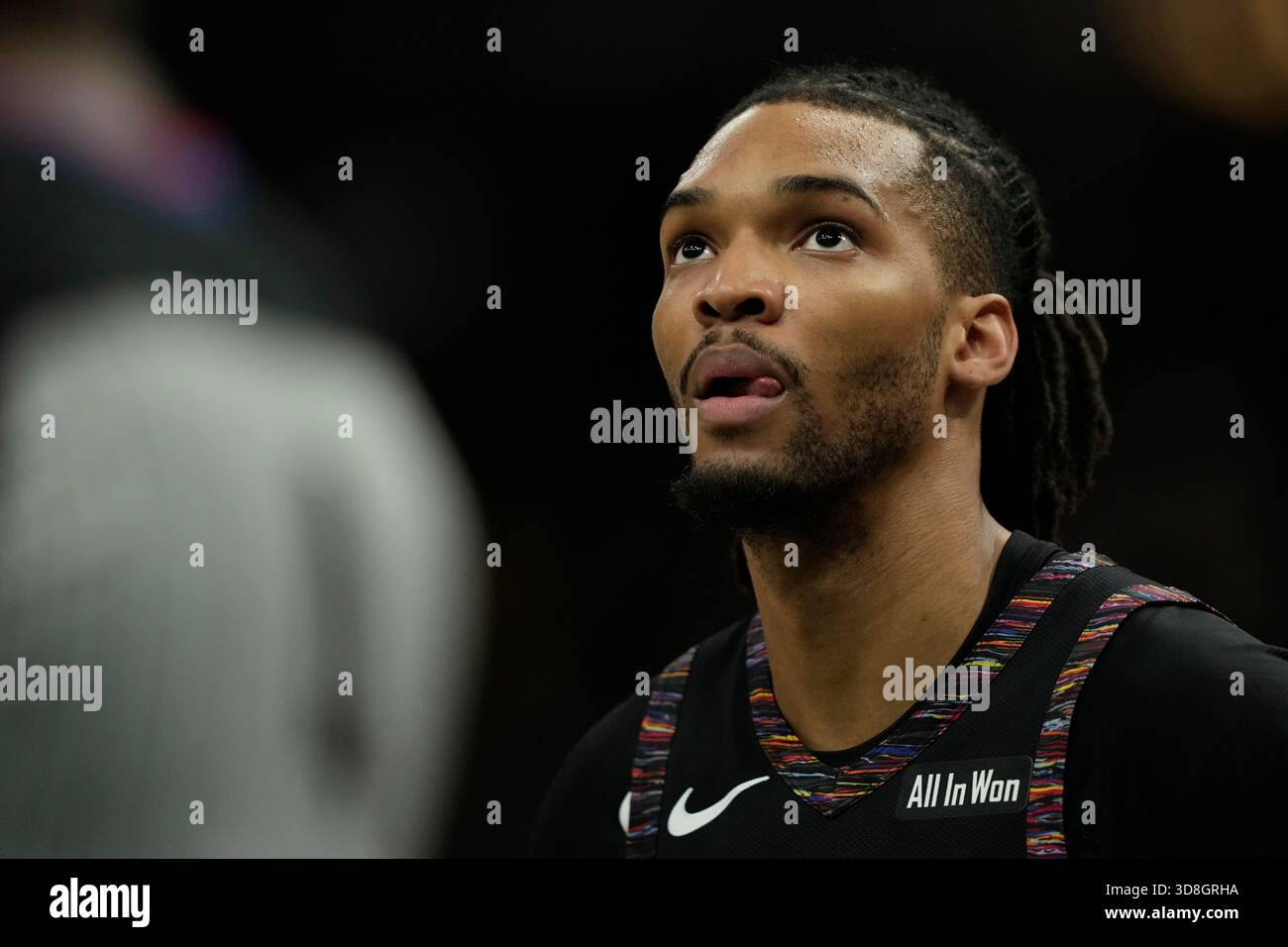 Brooklyn Nets' Ziaire Williams looks on during an NBA basketball game ...
