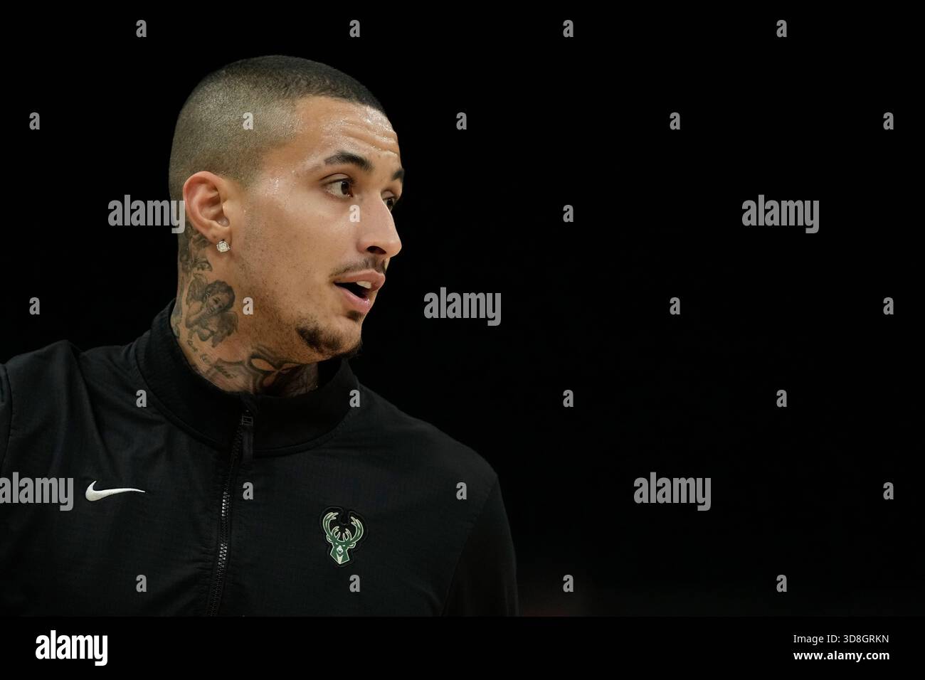 Milwaukee Bucks' Kyle Kuzma warms up before an NBA basketball game ...