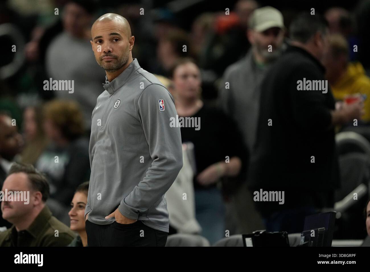 Brooklyn Nets head coach Jordi Fernandez looks on during an NBA ...