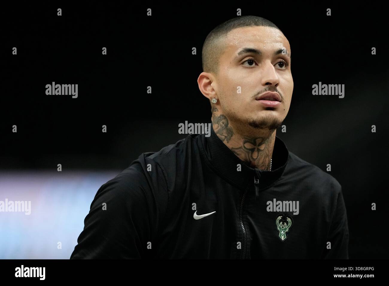 Milwaukee Bucks' Kyle Kuzma warms up before an NBA basketball game ...