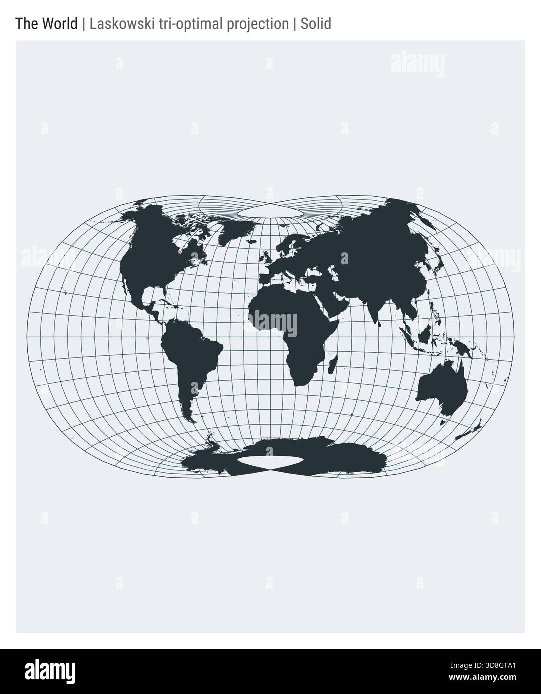 World Map. Laskowski tri-optimal projection. Solid style. High detail ...