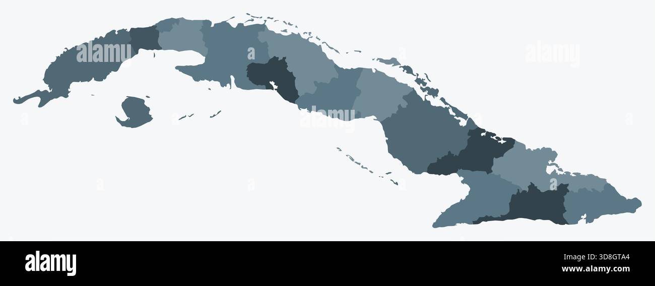 Map of Cuba with regions. Just a simple country border map with region ...