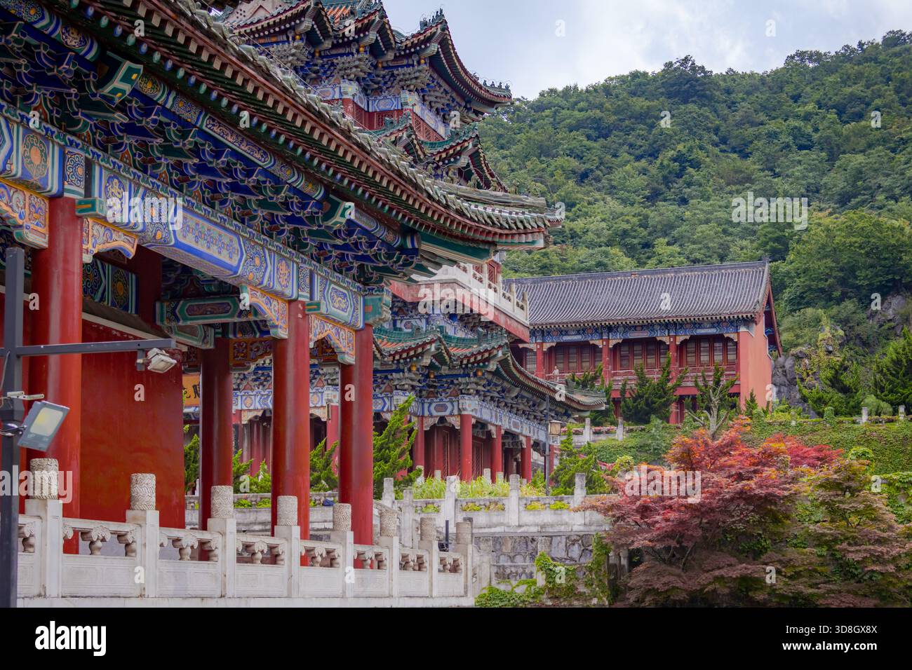 Traditional Chinese temple building located in the Tianmenshan Temple ...