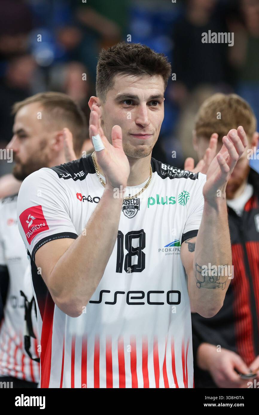 Klemen Cebulj of Asseco Resovia seen during the PlusLiga. Volleyball ...