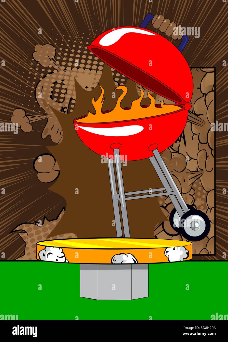 Comic Book Product podium stage for mockup presentation with Burning ...