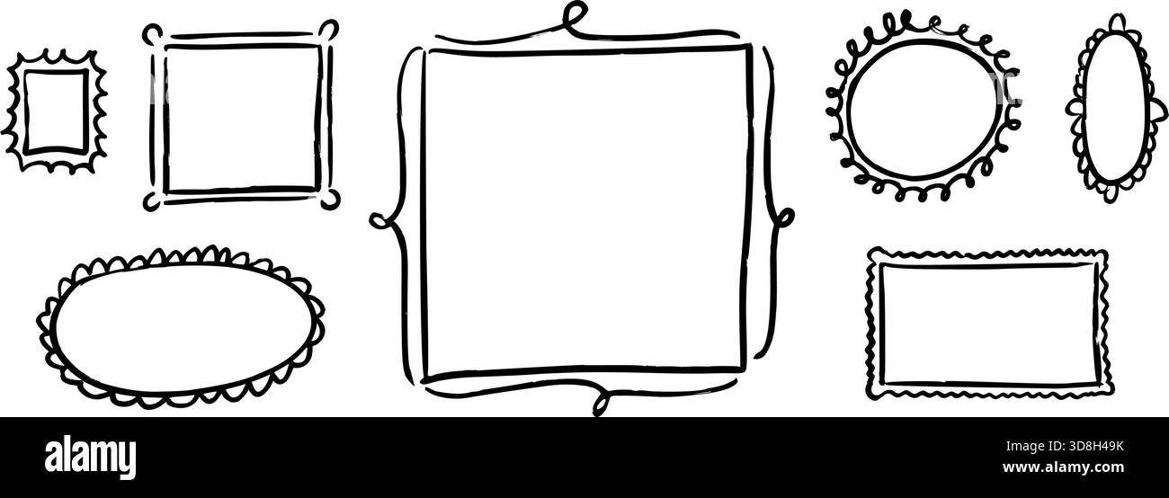 Doodled picture frame gallery collection. Hand drawn photo and image ...
