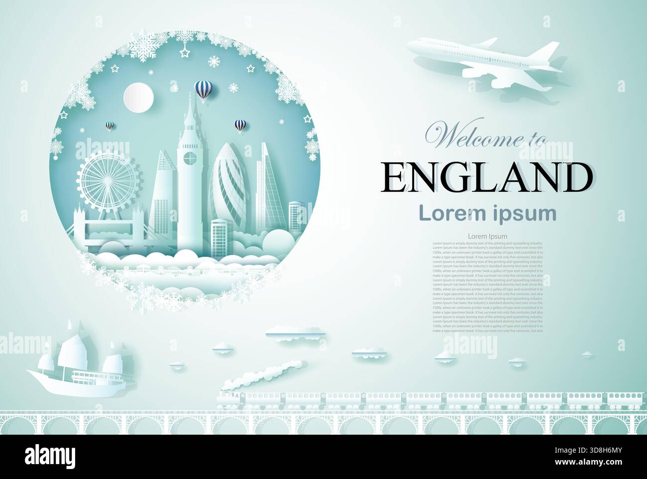 Travel England ancient and castle architecture monument with happy new ...
