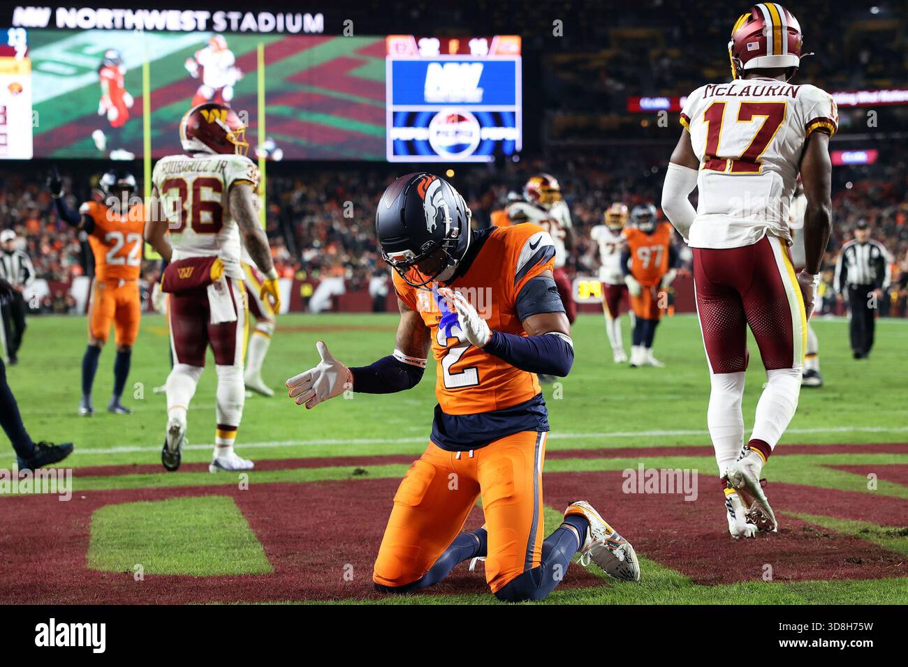 Denver Broncos cornerback Pat Surtain II (2) celebrates during an NFL ...