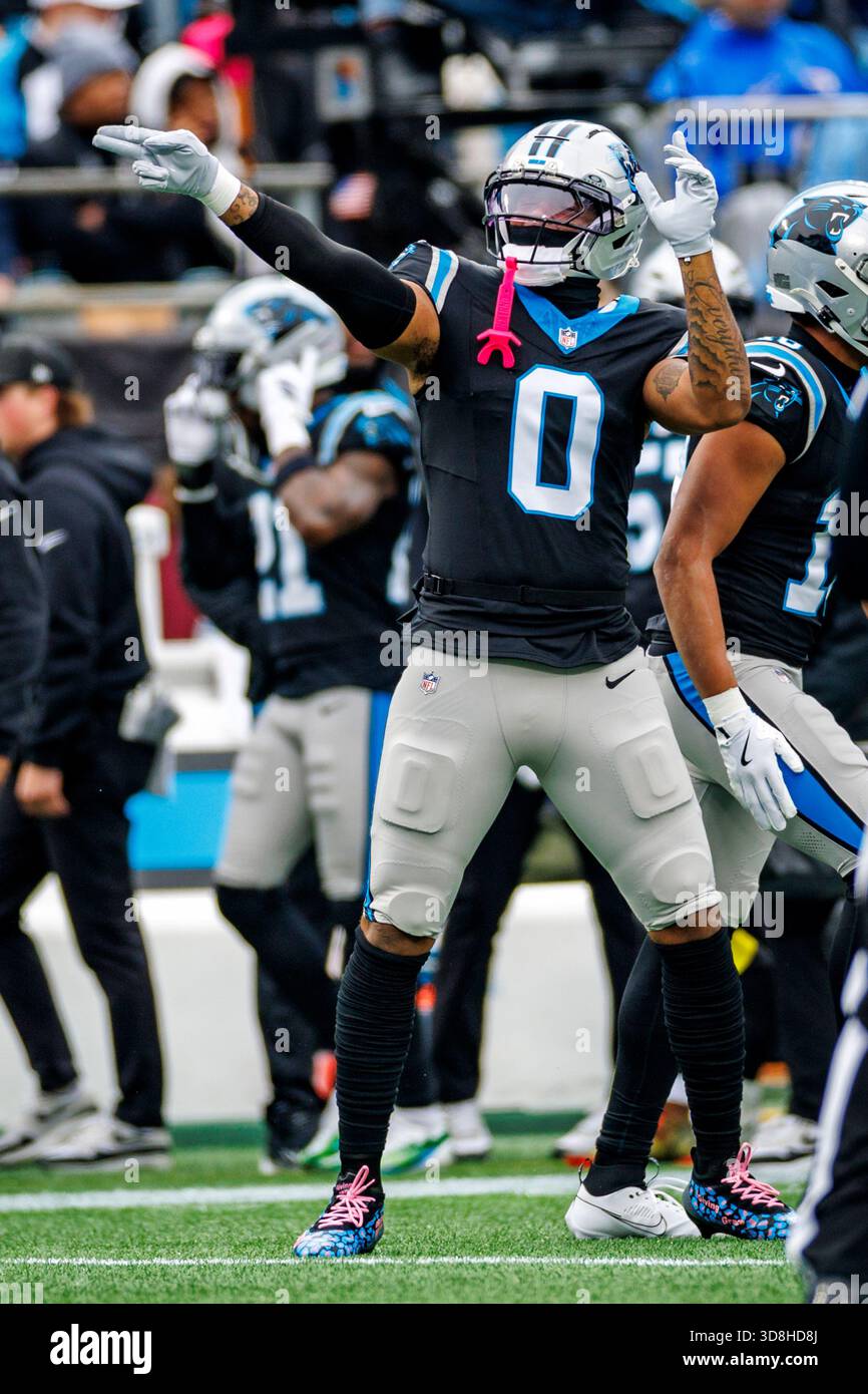 Carolina Panthers tight end Ja'Tavion Sanders (0) celebrates a first ...