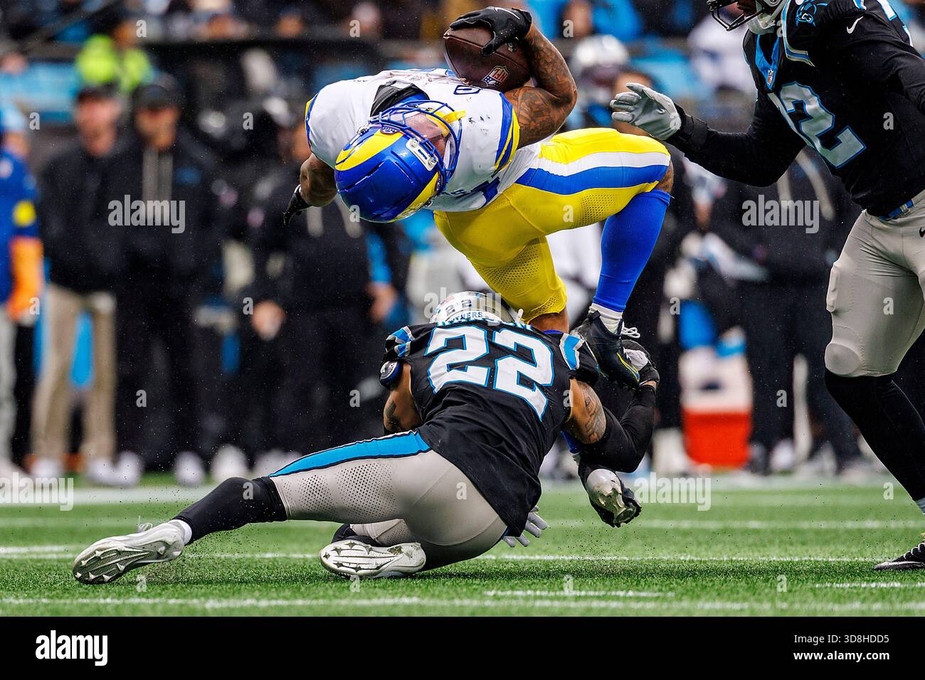 Los Angeles Rams running back Kyren Williams (23) is tackled by ...