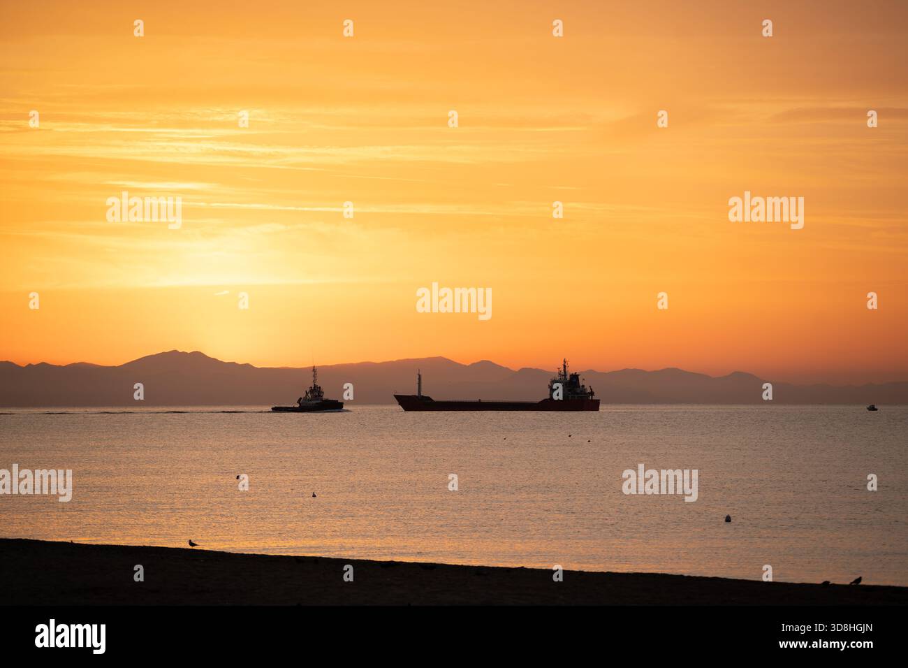 early morning maritime tableau depicting anchored ships basking in ...