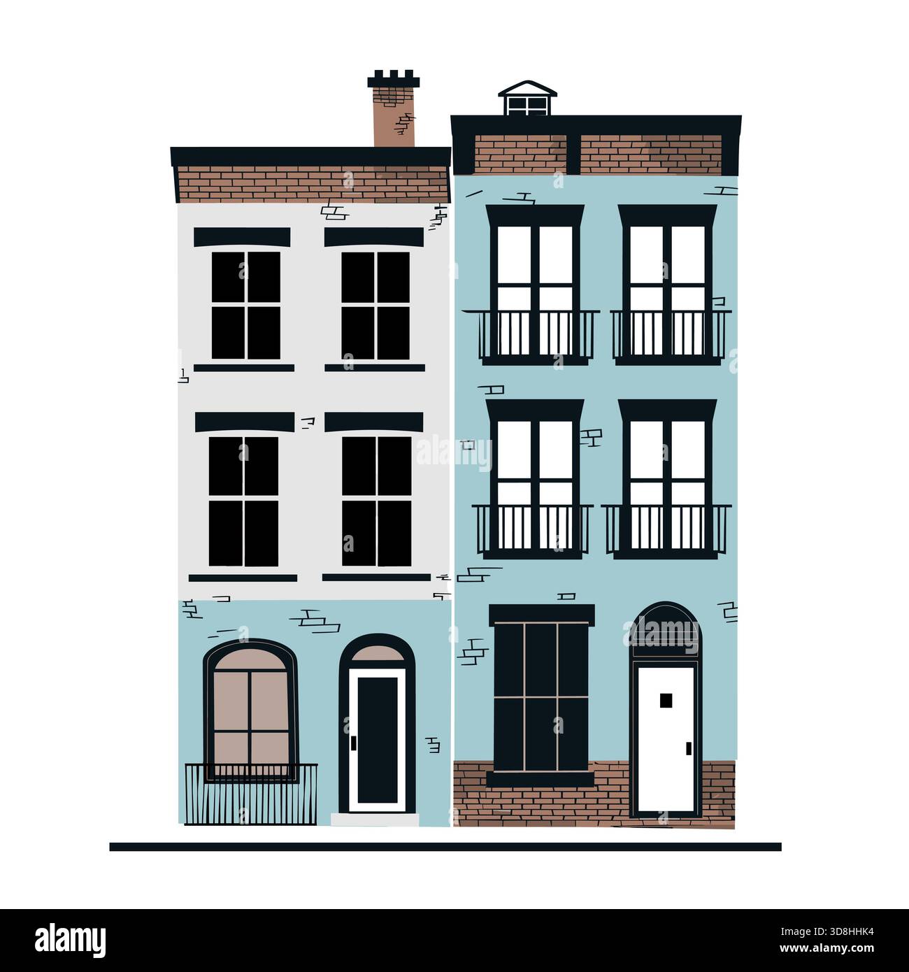 White two story row houses Stock Vector Images - Alamy
