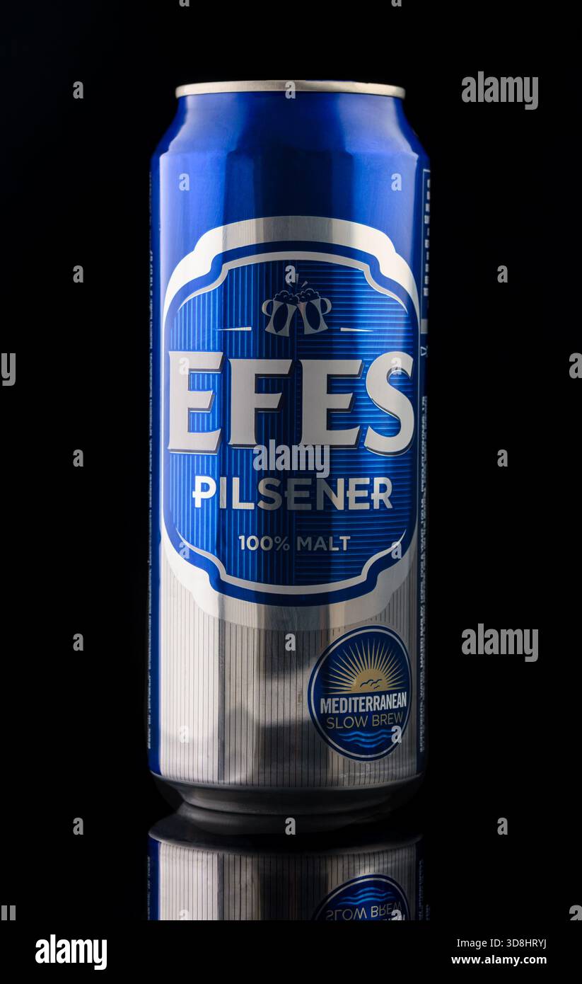 Tbilisi, Georgia 11,28,2025 Efes Pilsener on Deep Black Background ...
