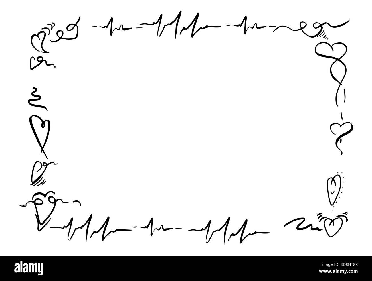 Heart flirty doodles and ECG heartbeat cardiogram lines wrapping ...