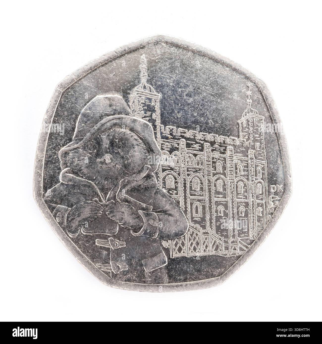 2019 UK 50 pence coin featuring Paddington Bear at the Tower of London ...