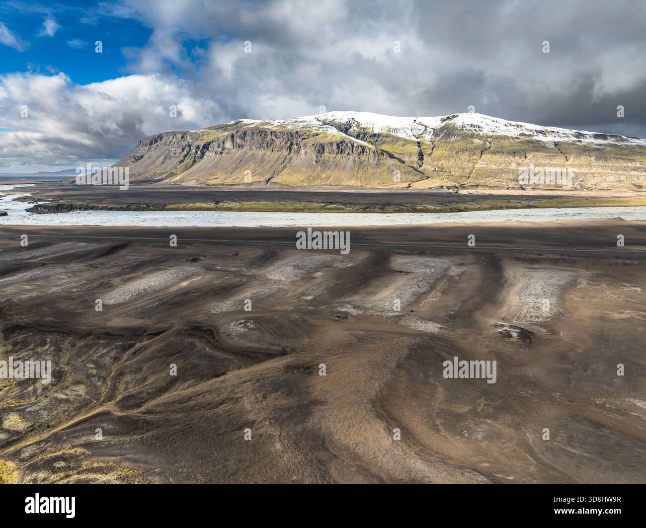Aerial view around the Fossabrekkur falls - Burfell - Iceland Stock ...