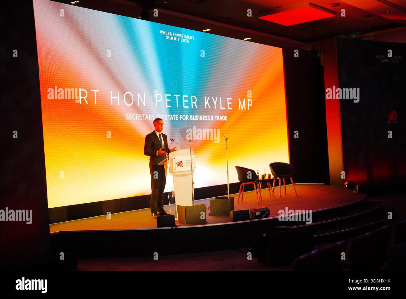 Business Secretary Peter Kyle delivers a speech during the Wales ...