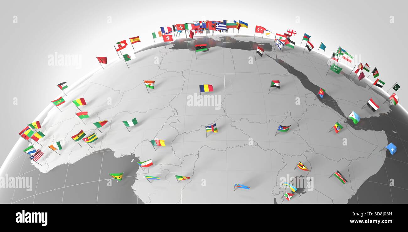 Africa - countries' borders and flags - 3D illustration Stock Photo - Alamy