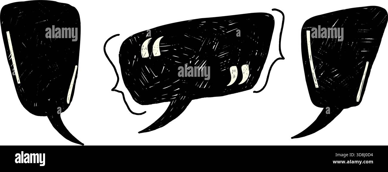Scribble quote cloud boxes. Speech bubbles with quotation marks ...