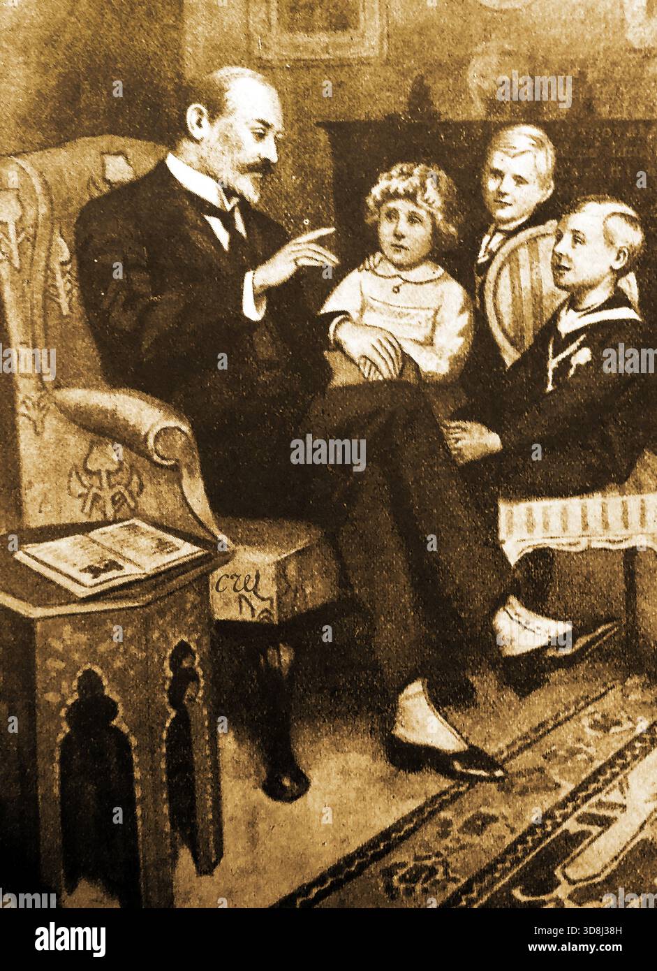 A 1901 unusual illustration showing King Edward of England with his ...