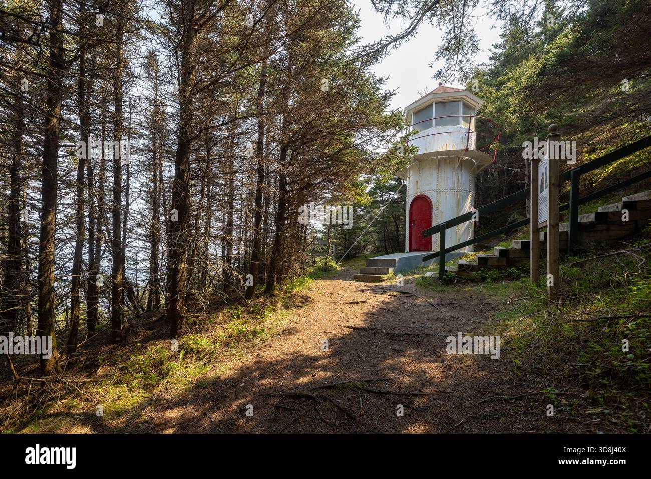 Small White Lighthouse on a Hiking Trail Stock Photo - Alamy