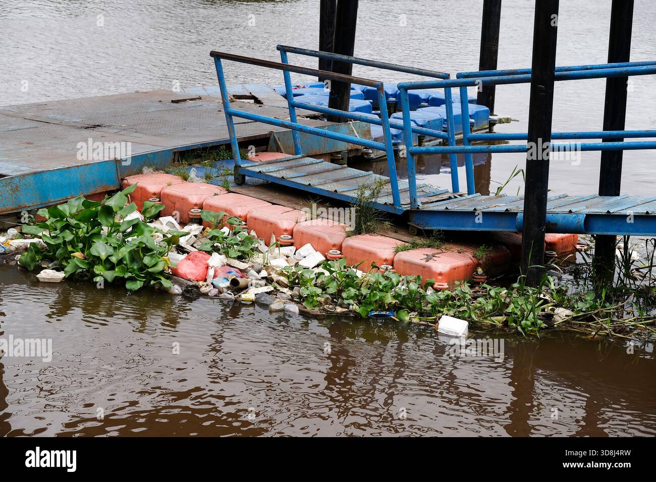 Garbage floating around the Siak River, Pekanbaru Stock Photo - Alamy