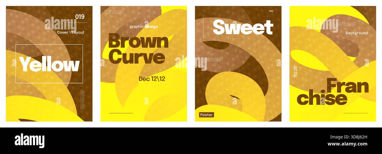 Simple and Minimalist Poster Template with Bold Curved Lines in Brown ...