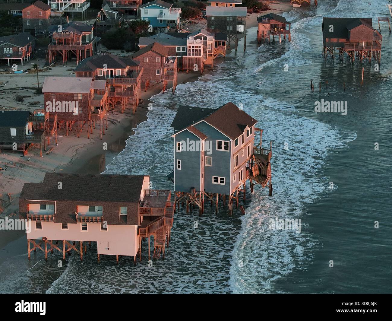 Seaside Houses in Danger of Collapse from Sea Level Rise, Buxto Stock ...