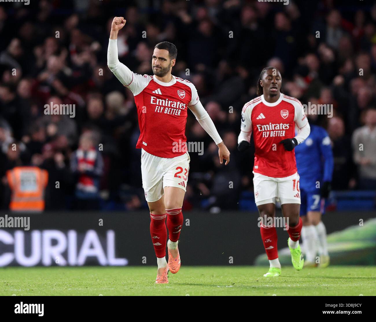 London, England, 30th November 2025. Mikel Merino of Arsenal celebrates ...