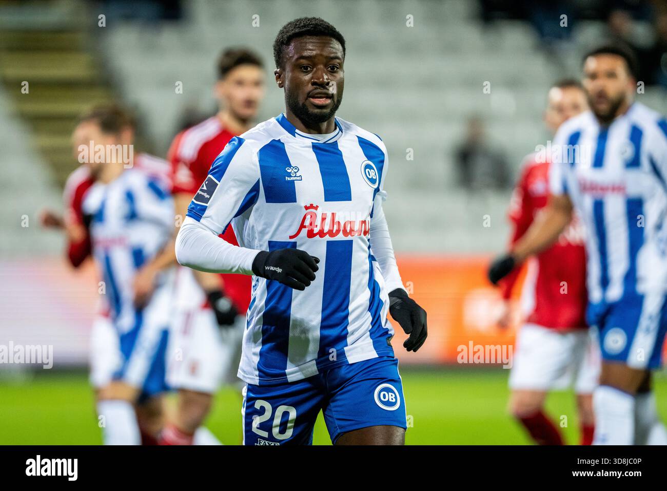 Odense, Denmark. 30th, November 2025. Leroy Owusu (20) of Odense BK ...