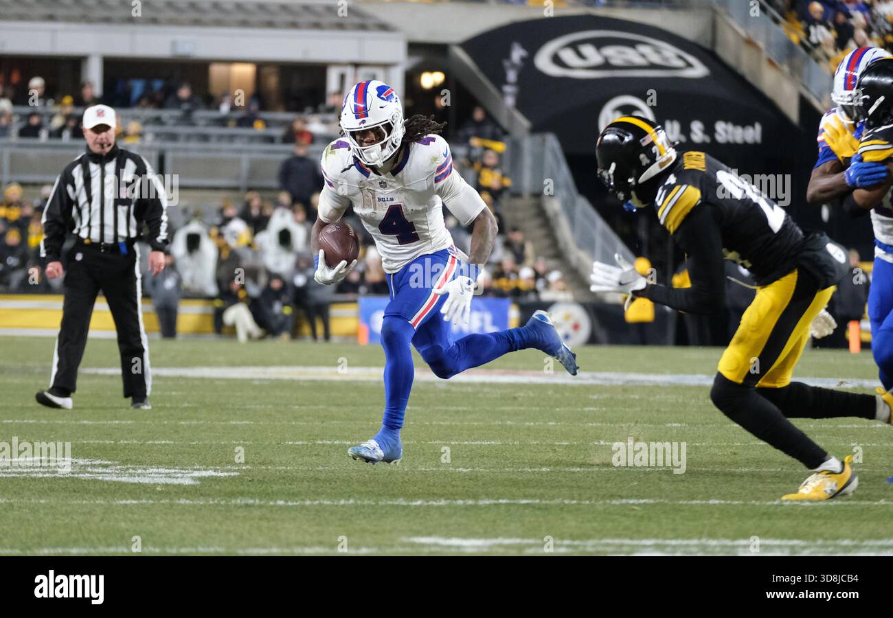 Nov 30, 2025: James Cook III #4 during the Pittsburgh Steelers vs ...