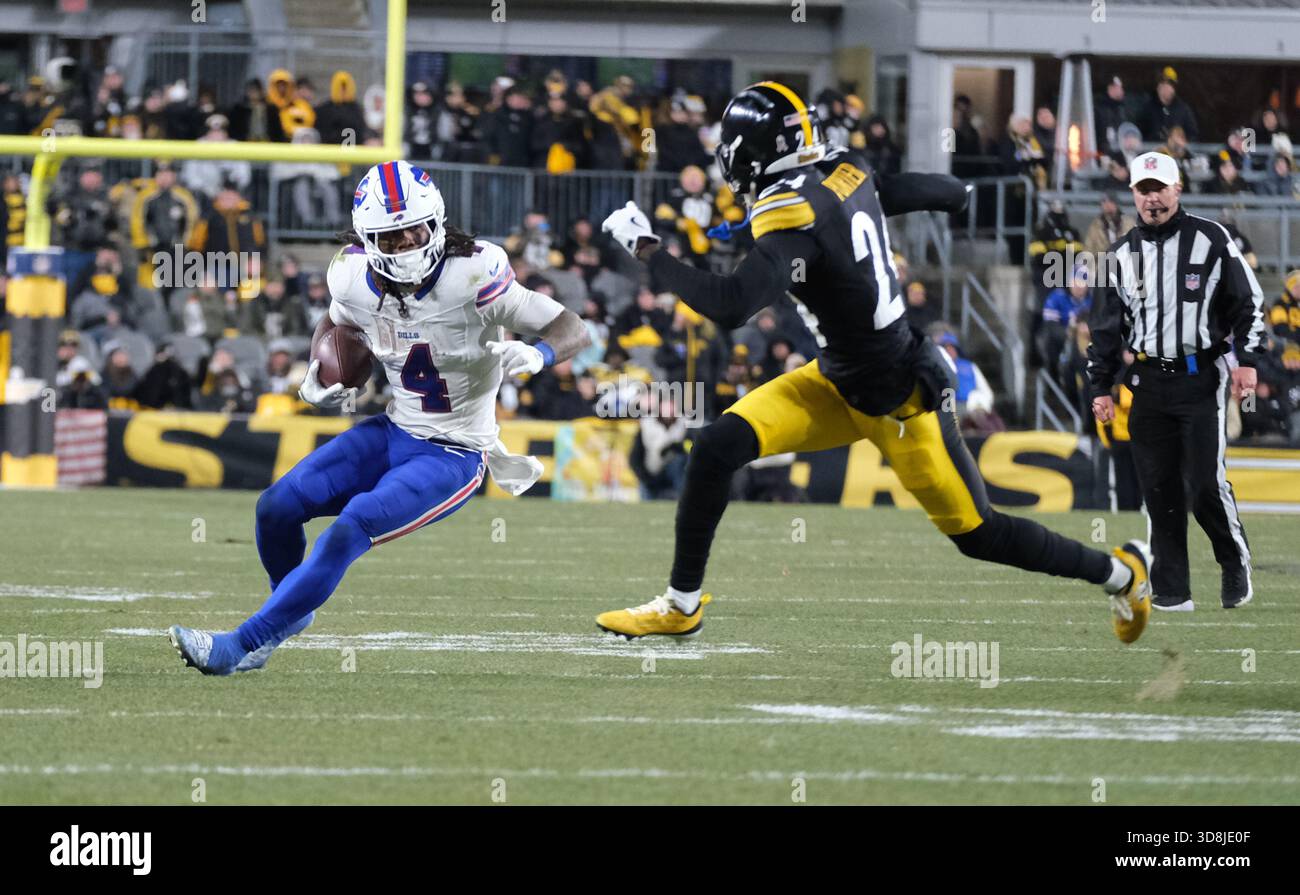 Nov 30, 2025: James Cook III #4 during the Pittsburgh Steelers vs ...
