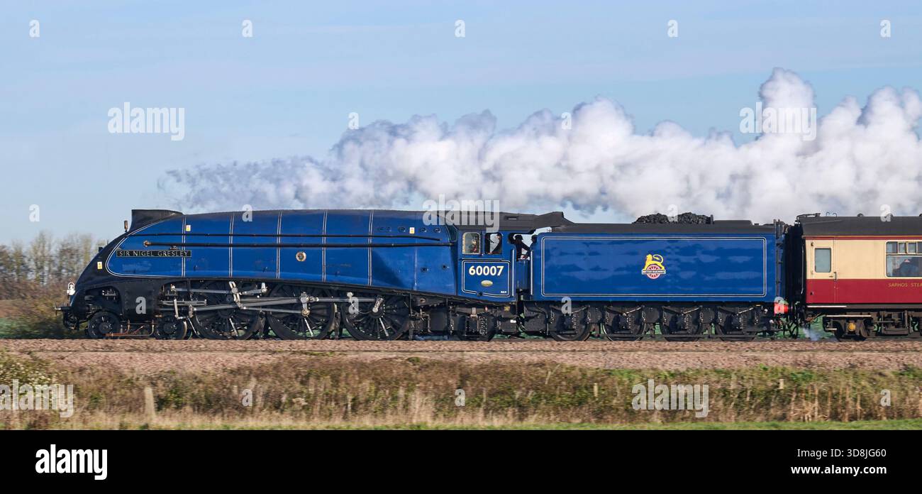 Historic Steam Locomotive, A4 Pacific Sir Nigel Gresley, at speed on ...