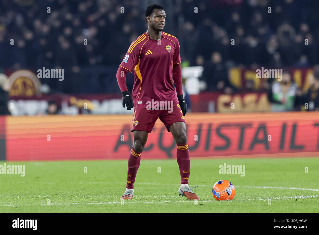 Roma's Ivorian defender Evan Ndicka controls the ball during the Serie ...