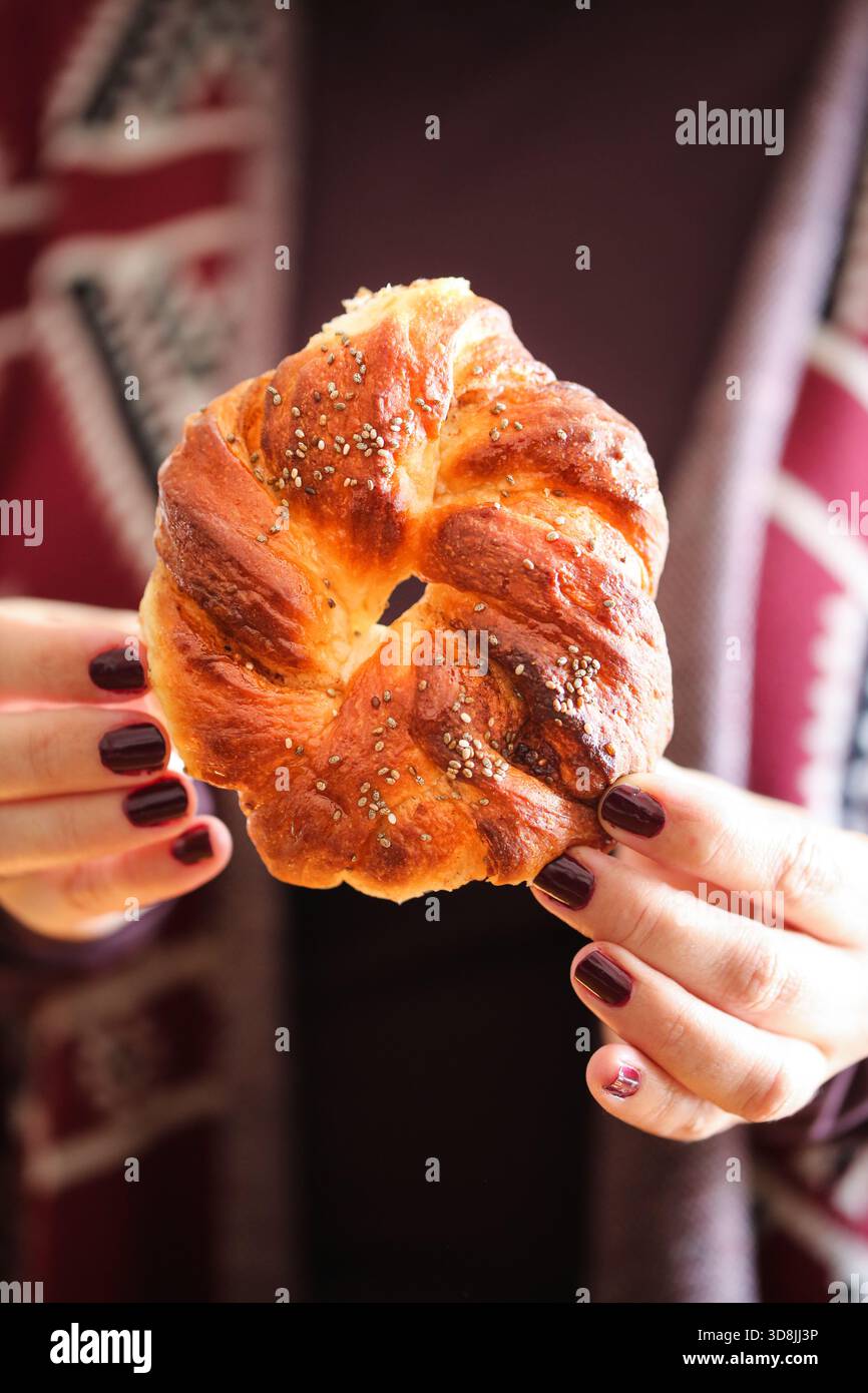 Soft Turkish açma pastries flavored with cardamom and honey, presented ...
