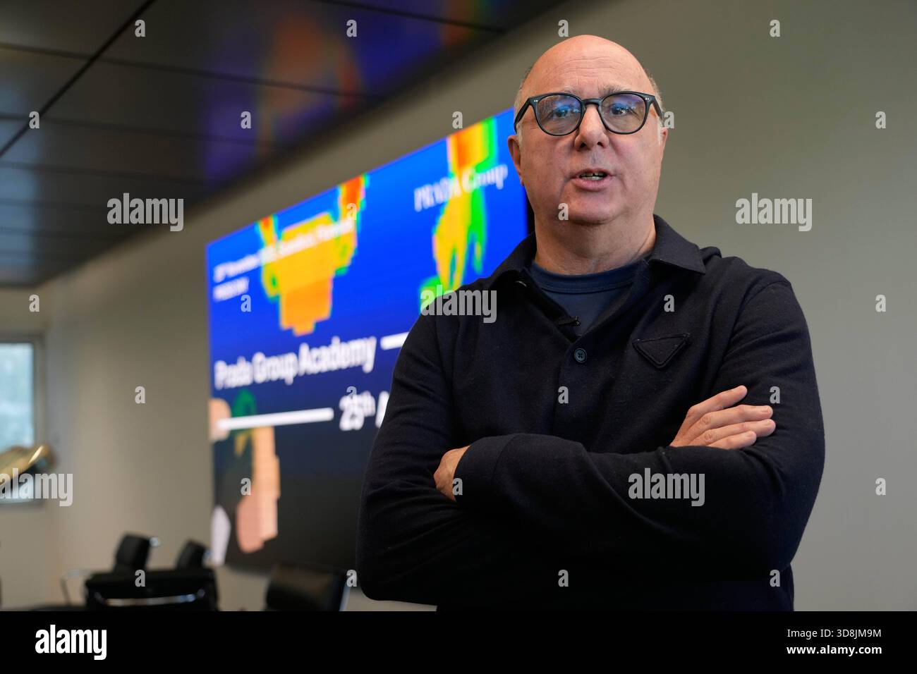 Prada CEO Andrea Guerra talks to journalists on the 25th anniversary of ...