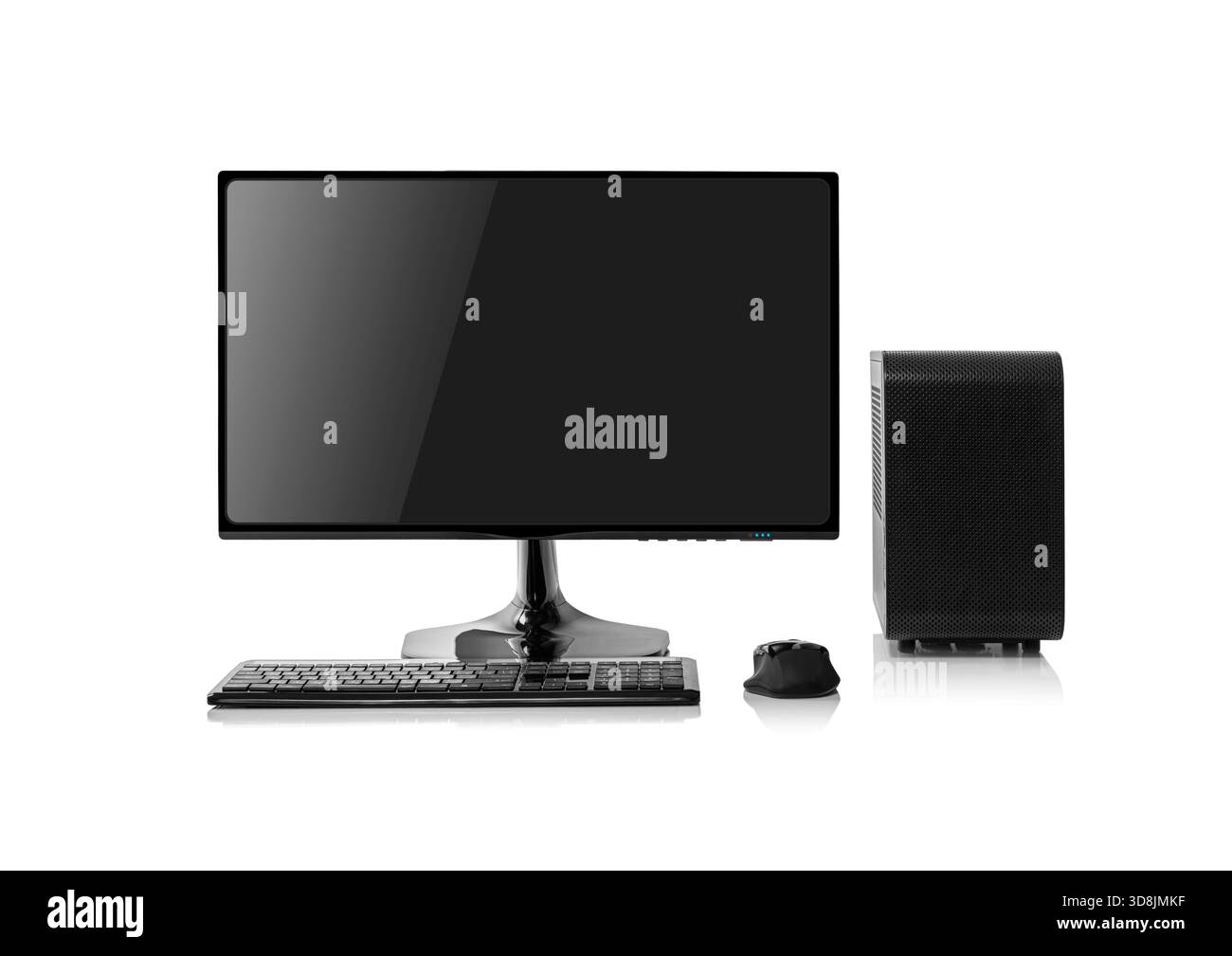 A modern black desktop computer isolated on a white background Stock ...