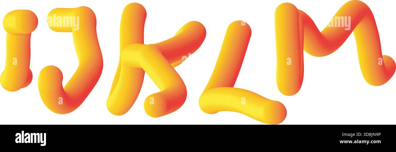 Soft rounded 3D alphabet letters I J K L M in gradient colors Stock ...