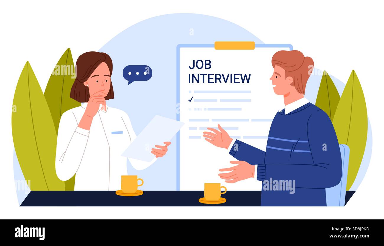 HR manager interviews job candidate in modern office setting ...
