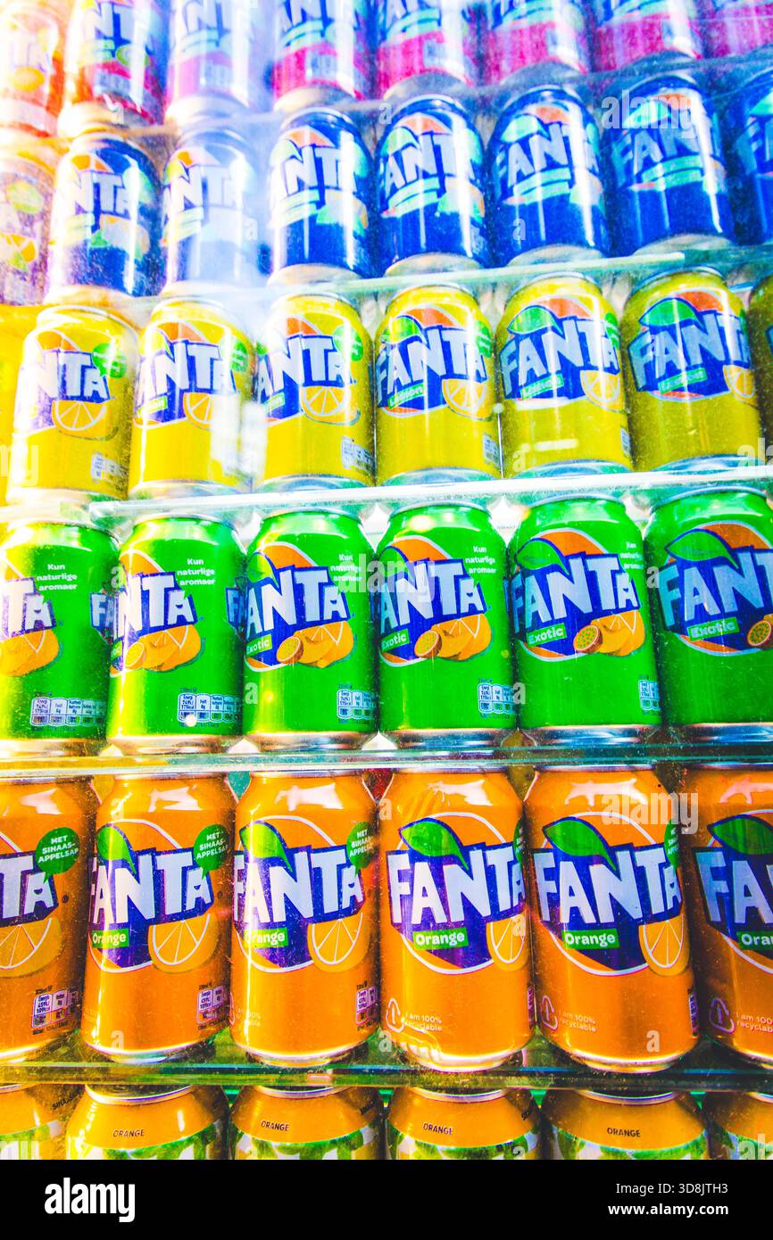 A line-up of Fanta cans in different flavors Stock Photo - Alamy