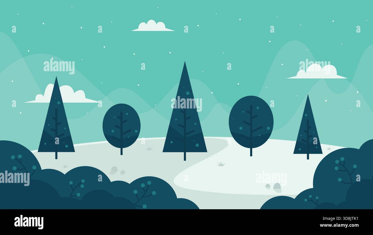 Winter forest scene featuring Stock Vector Images - Alamy