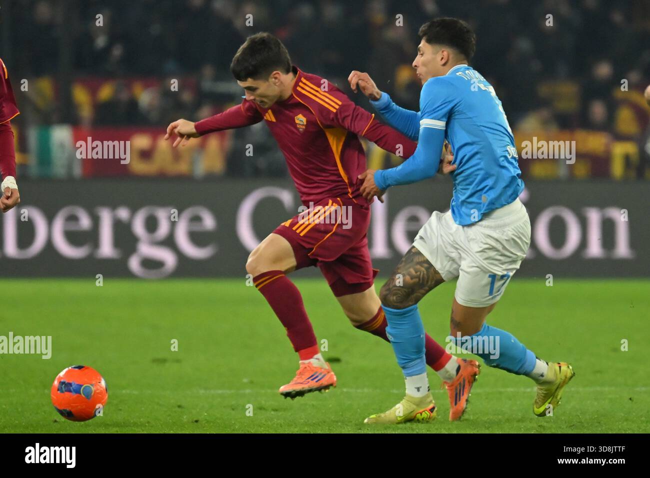 Matias Soule of AS Roma,Mathias Olivera of SSC Napoli during the serie ...