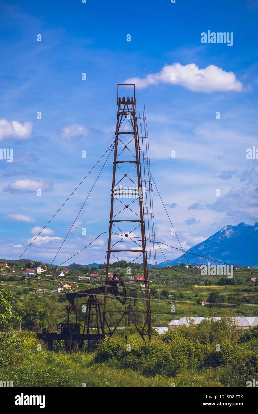 Europe, Albania, Kucove. Remains of oil exploitation. Jack pump Stock ...