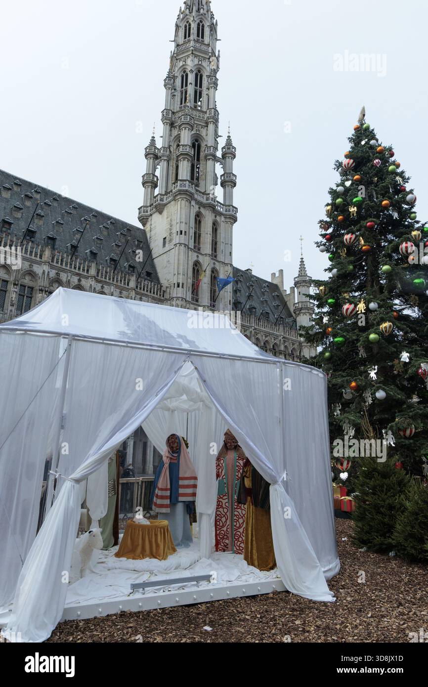 Illustration picture shows the Christmas nativity scene at the Brussels ...