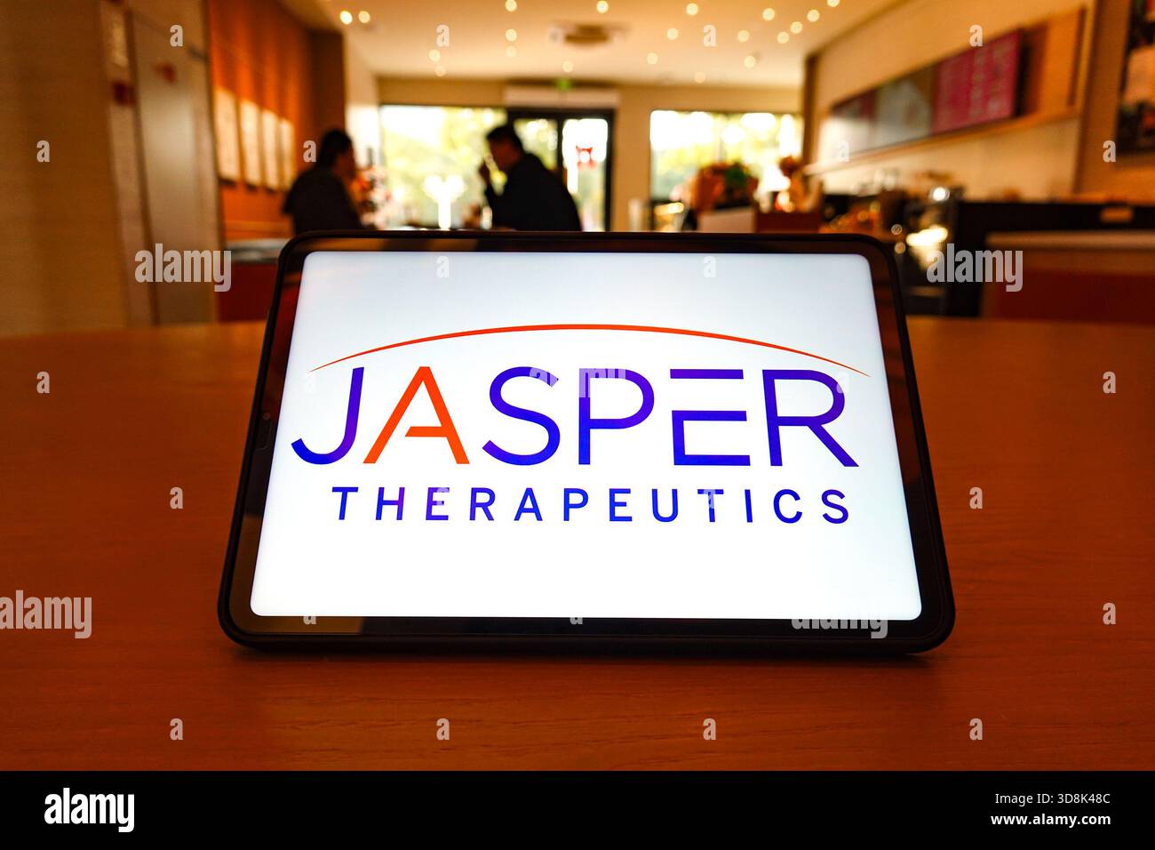 In this photo illustration, the JASPER Therapeutics logo is seen ...