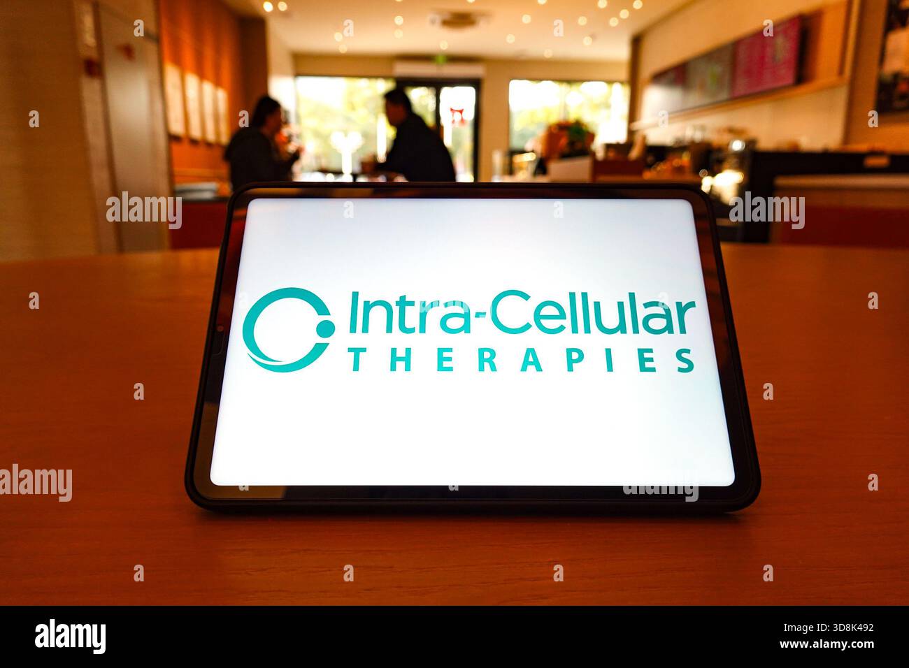 In this photo illustration, the Intra-Cellular Therapies logo is seen ...